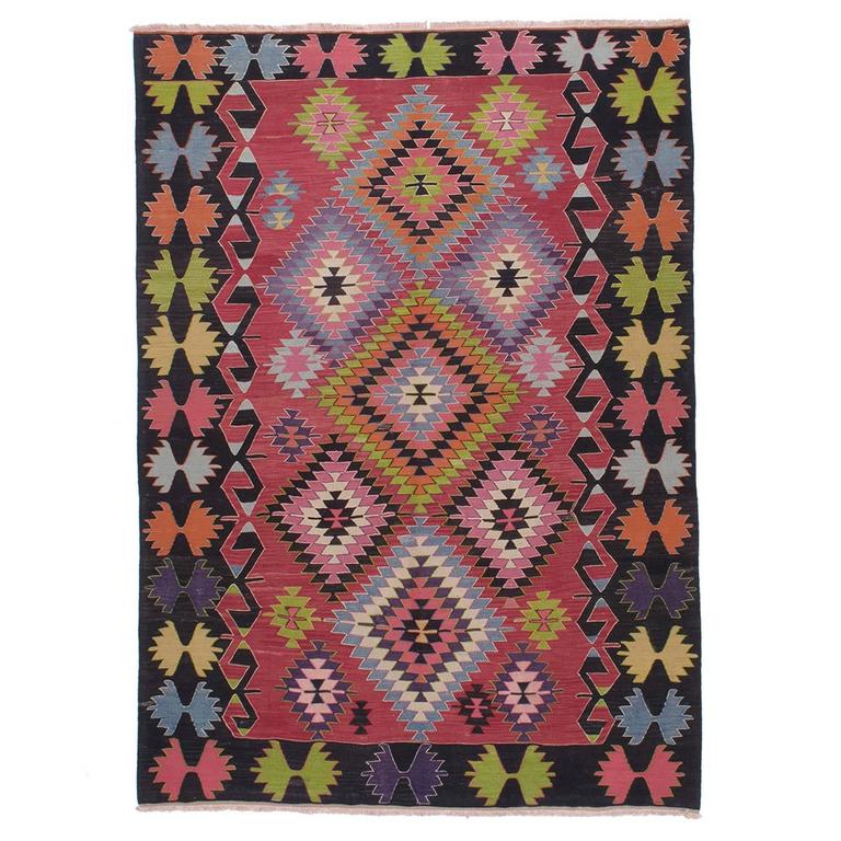 Bright Balikesir Kilim Rug For Sale at 1stDibs | bright kilim rug