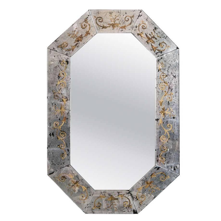 Verre Eglomise Mirror Attributed to Maison Jansen at 1stdibs