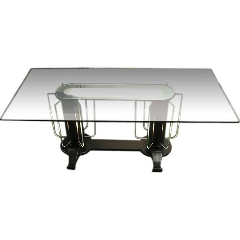 Streamline Moderne 1930s Illuminated Glass and Wood Table/Desk For Sale ...