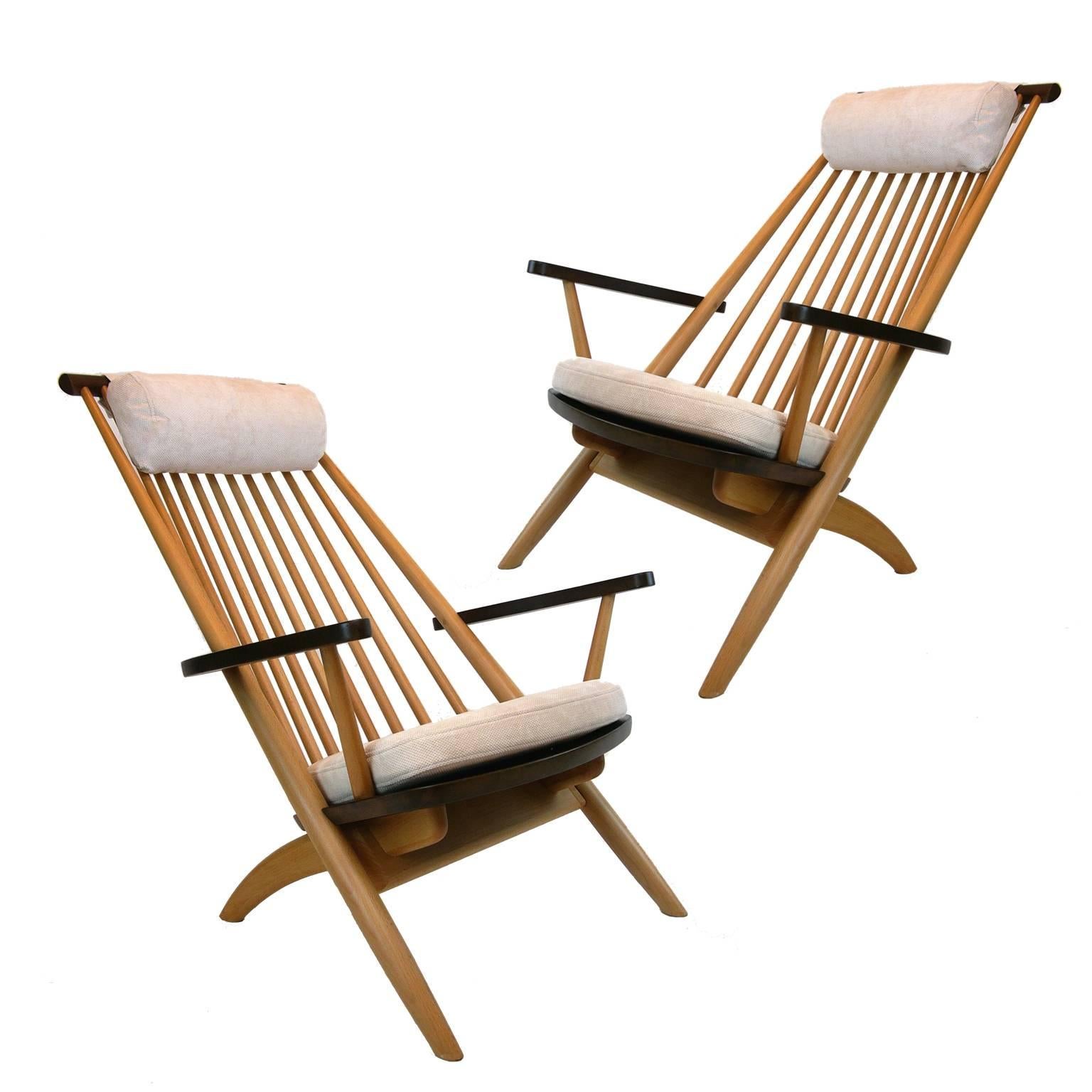 Pair of Stunning Handcrafted Tateishi Shoiji Lounge Chairs in Walnut ...