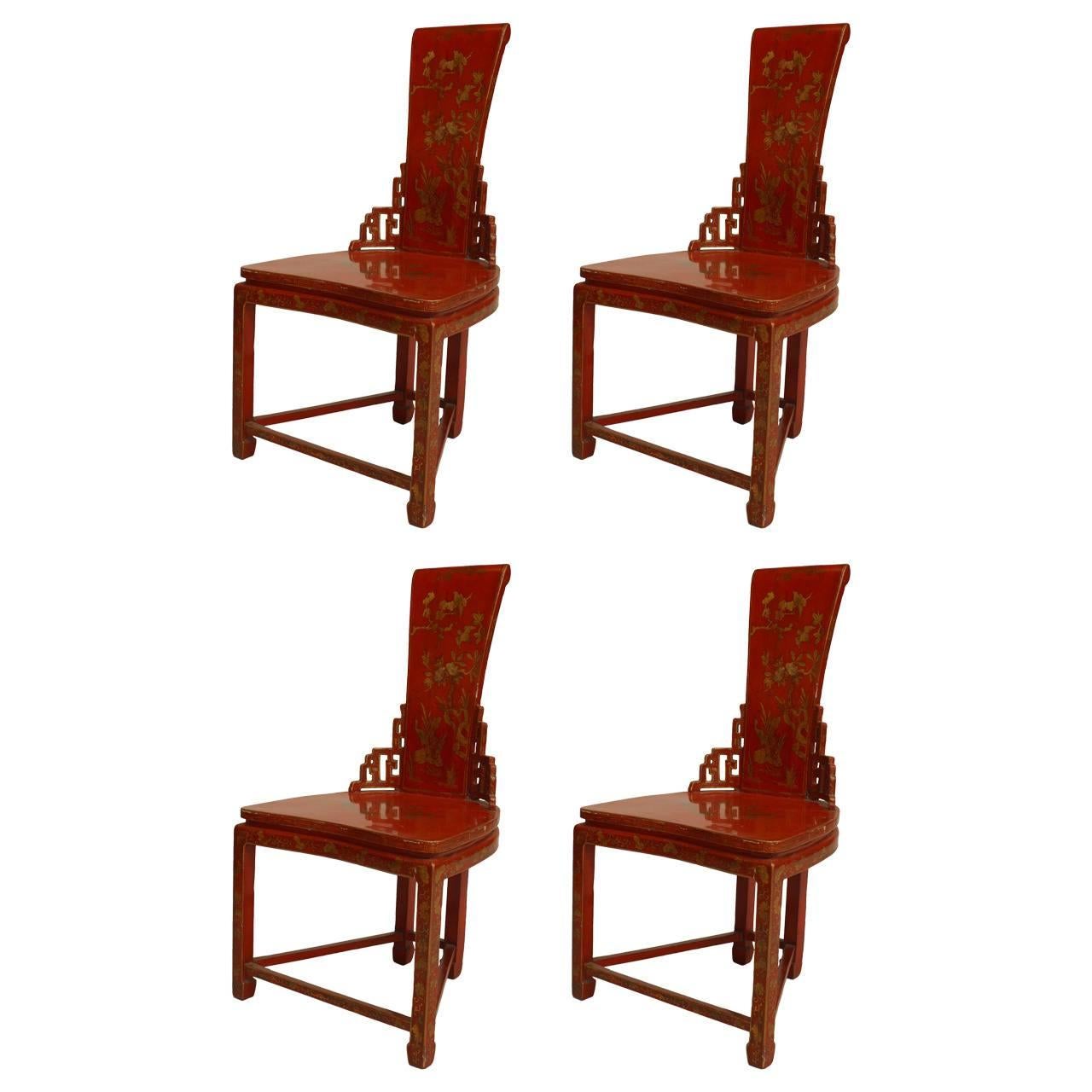 Pair of Asian Burmese Teak Carved Side Chairs For Sale at 1stDibs