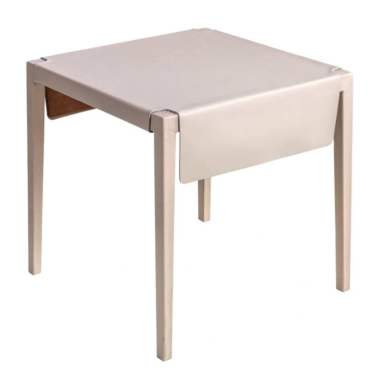 Emile Side Table or End Table with Cream Molded Leather over Maple ...