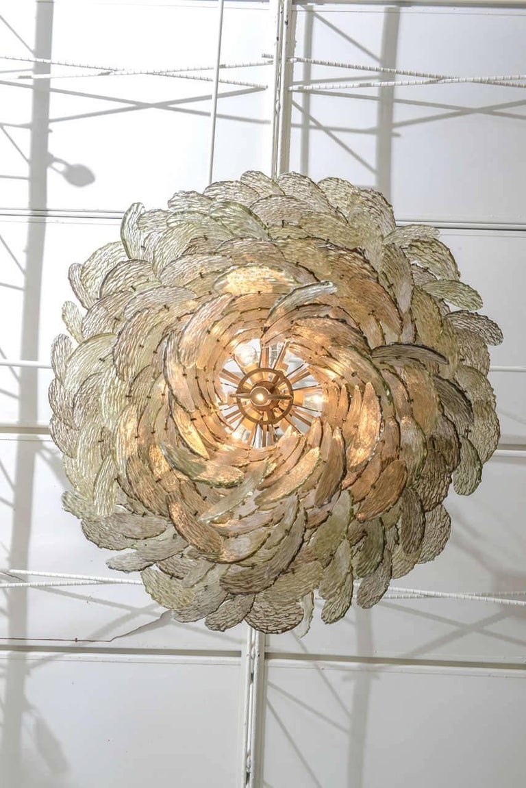 Monumental Italian Modern Amber Glass Chandelier by Mazzega For Sale at ...