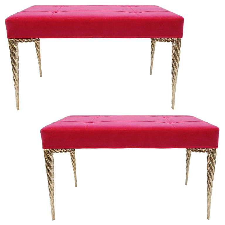 Pair of Swirl Stiletto Benches at 1stDibs