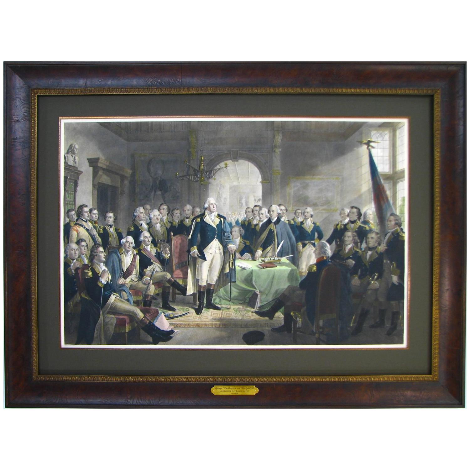 "Washington and His Generals" Hand-Colored First Edition Engraving ...