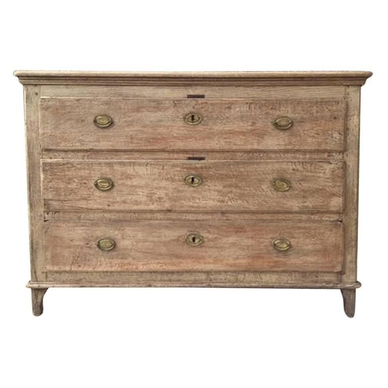 19th Century French Louis XVI Style Bleached Oak Chest of Drawers at ...