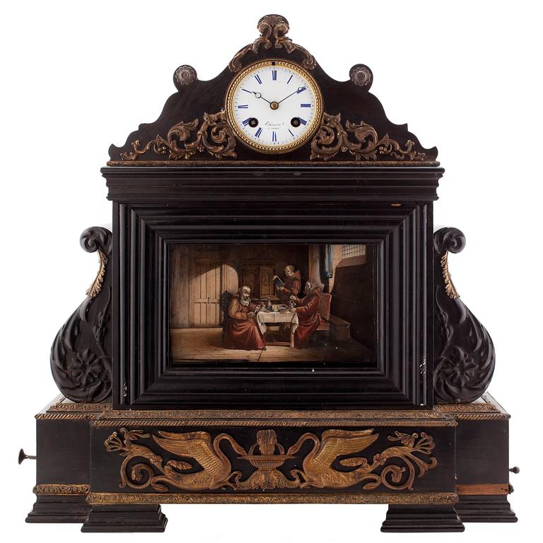 Ormolu-Mounted Ebonised Wood Musical Automaton Mantel Clock by Tharin ...