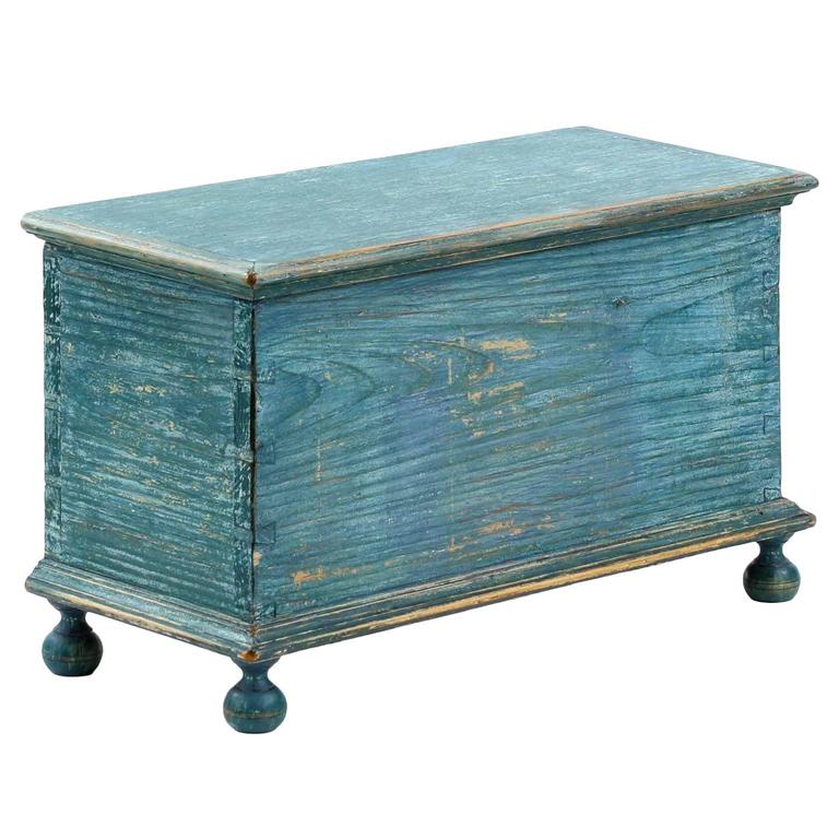 American Blue Painted Miniature Antique Chest Box, Pennsylvania, circa ...