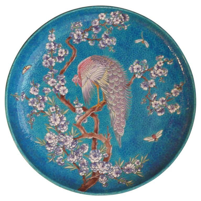 Round Enamelled Dish by Eugène-Victor Collinot, circa 1865 at 1stDibs