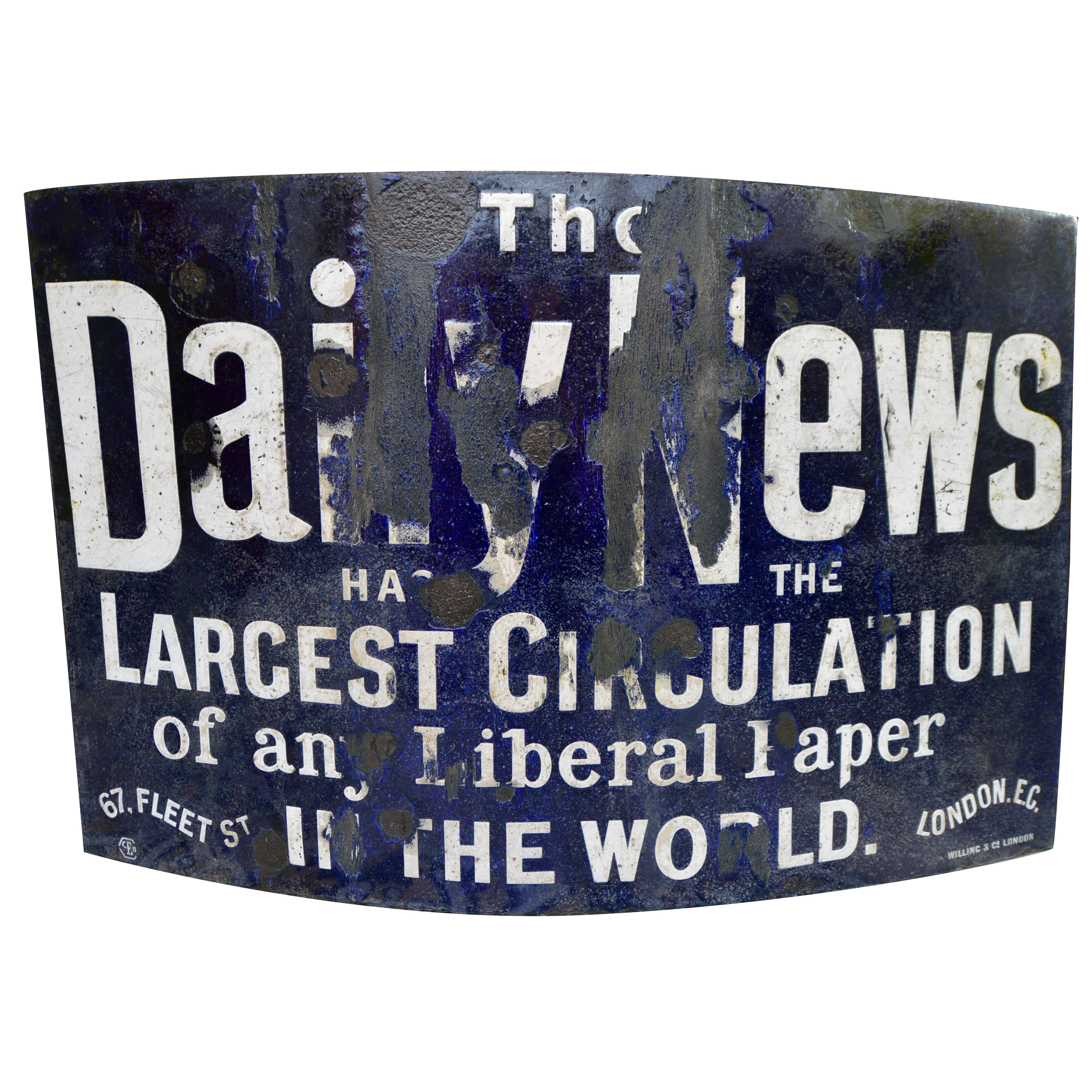 Charles Dickens Daily News Enameled Metal Sign by Willing and Co London ...