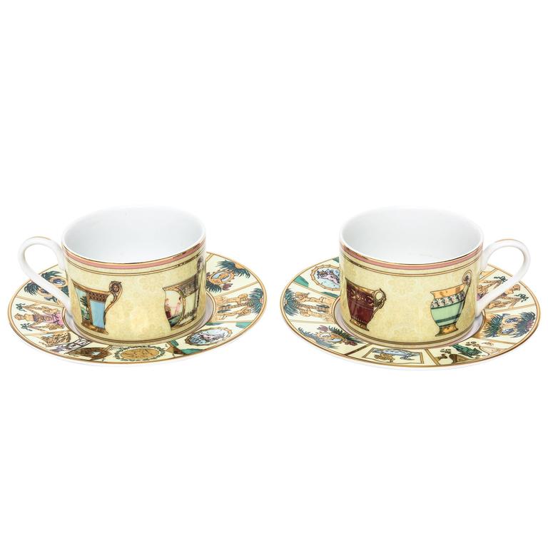 Pair of Vintage Porcelain Gucci Mythological Cups and Saucers/ Tea for ...