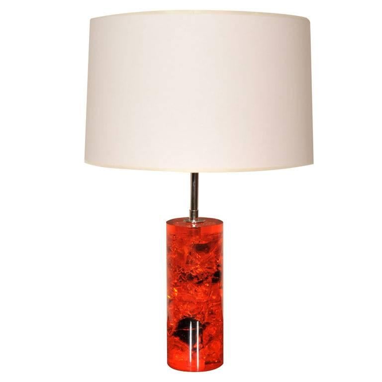 Red Crackled Resin Cylindrical Table Lamp at 1stDibs