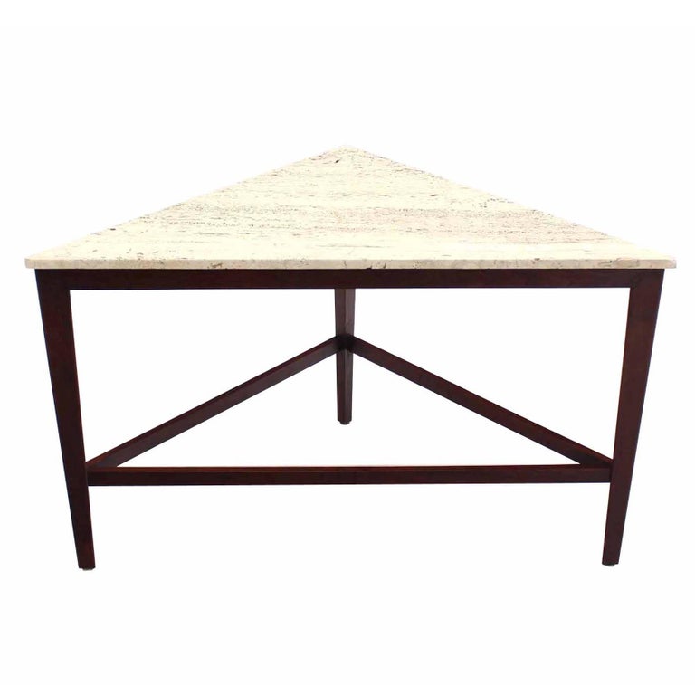 Travertine Top Triangular Corner Table onTapered Legs at 1stDibs