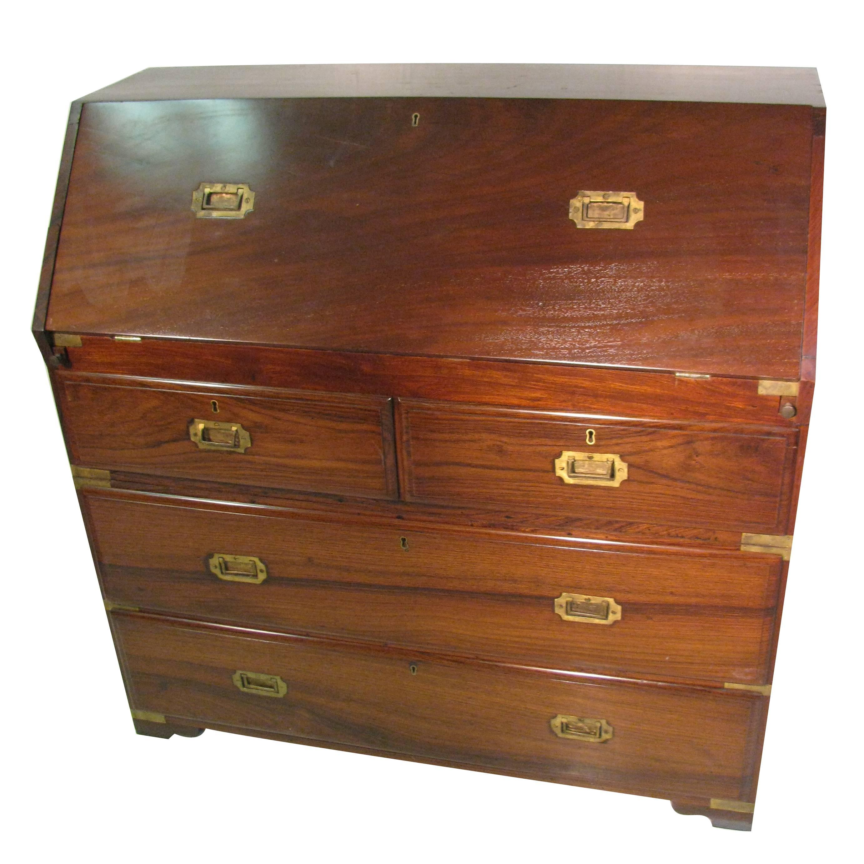 19th Century British Colonial Rosewood Campaign Desk at 1stDibs