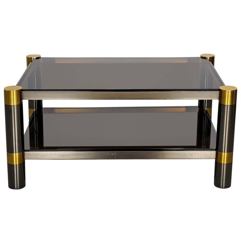 Karl Springer Coffee Table in Rare Gunmetal and Gold Tone Finish ...