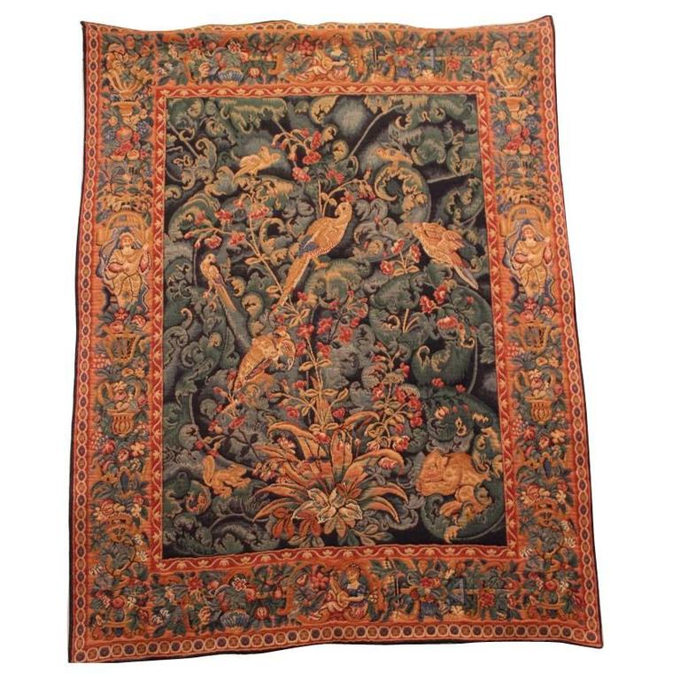 Vibrant French Tapestry Wall Hanging Verdure Audenarde at 1stDibs