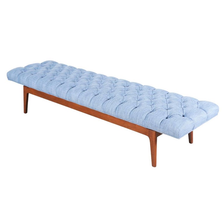 Mid-Century Button Tufted Bench For Sale at 1stDibs