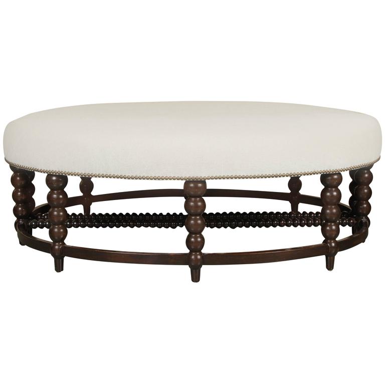 Pair of Vintage Spool Leg Half Circle Ottomans at 1stDibs | half oval ...
