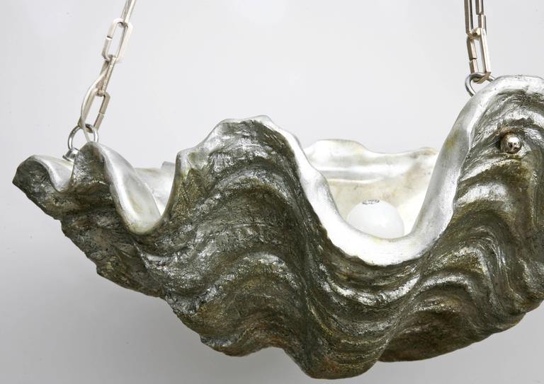 Large-Scale, Bespoke, Hollywood-Regency, Silver and Chrome Clam Shell ...