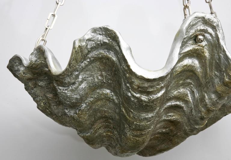 Large-Scale, Bespoke, Hollywood-Regency, Silver and Chrome Clam Shell ...