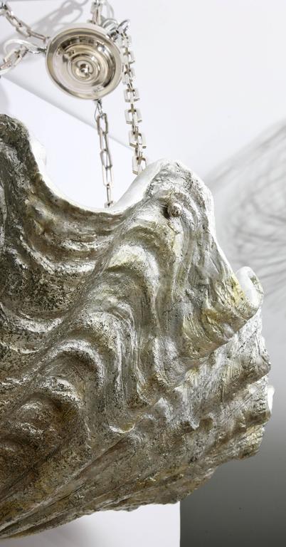 Large-Scale, Bespoke, Hollywood-Regency, Silver and Chrome Clam Shell ...