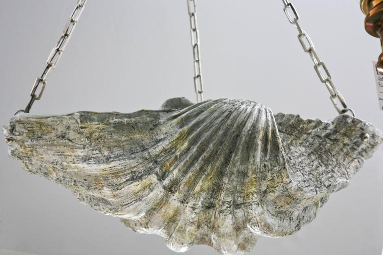 Large-Scale, Bespoke, Hollywood-Regency, Silver and Chrome Clam Shell ...