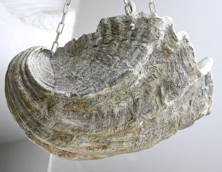 Large-Scale, Bespoke, Hollywood-Regency, Silver and Chrome Clam Shell ...