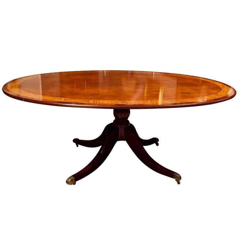 Custom English Dining Table with Hand-Painted Band For Sale at 1stdibs