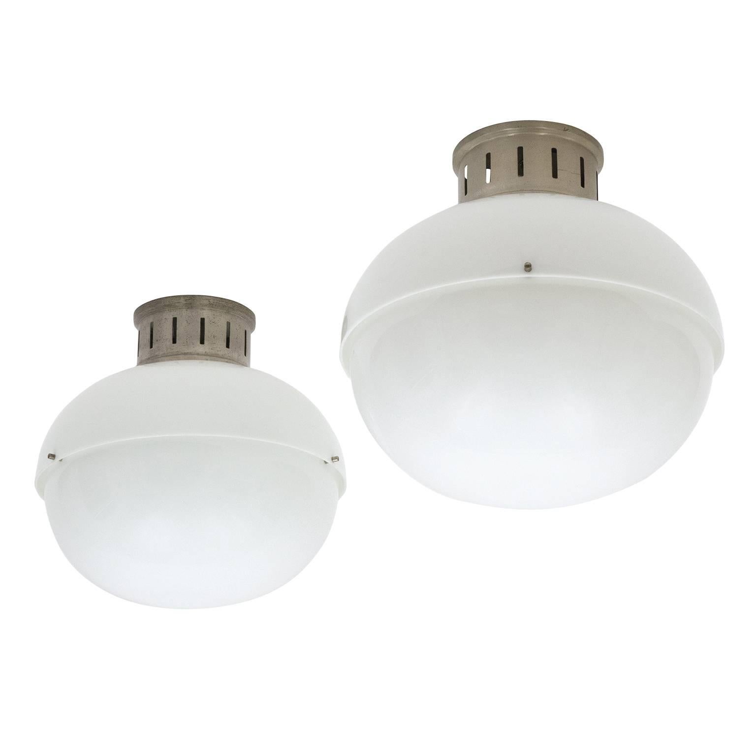 Rare Kartell Model 4001/5 Perspex and Nickel Flush Mounts, 1960s at 1stDibs