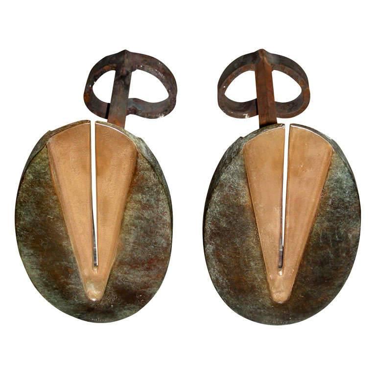 Two 1970s Andirons Signed by Van Heek For Sale at 1stDibs