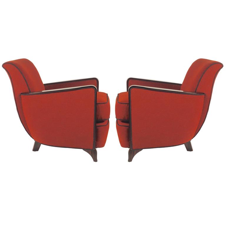 Rene Prou Pair of Macassar Ebony Club Chairs For Sale at 1stDibs