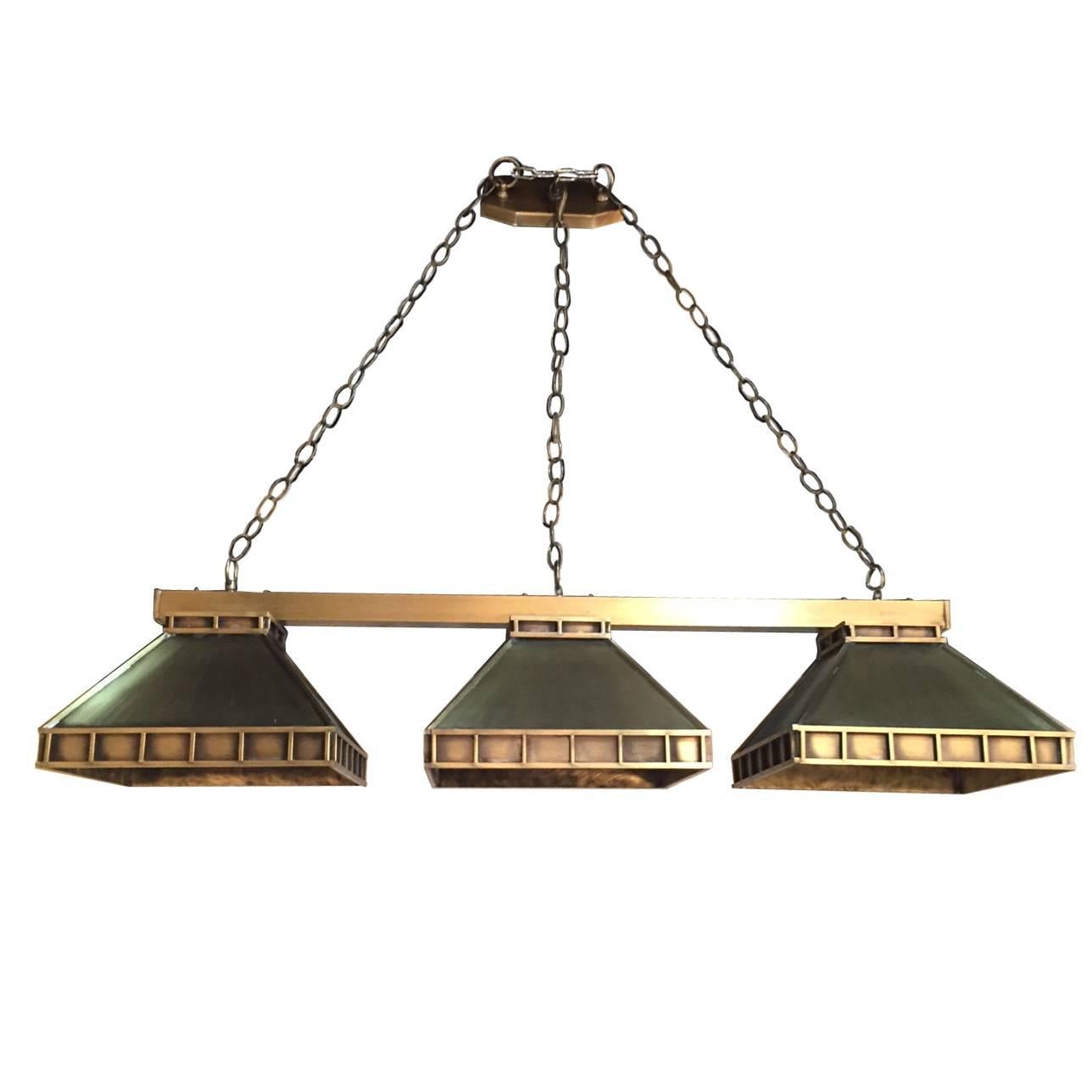 Long Brushed Brass Contemporary Arts and Crafts Style Light Fixture at ...