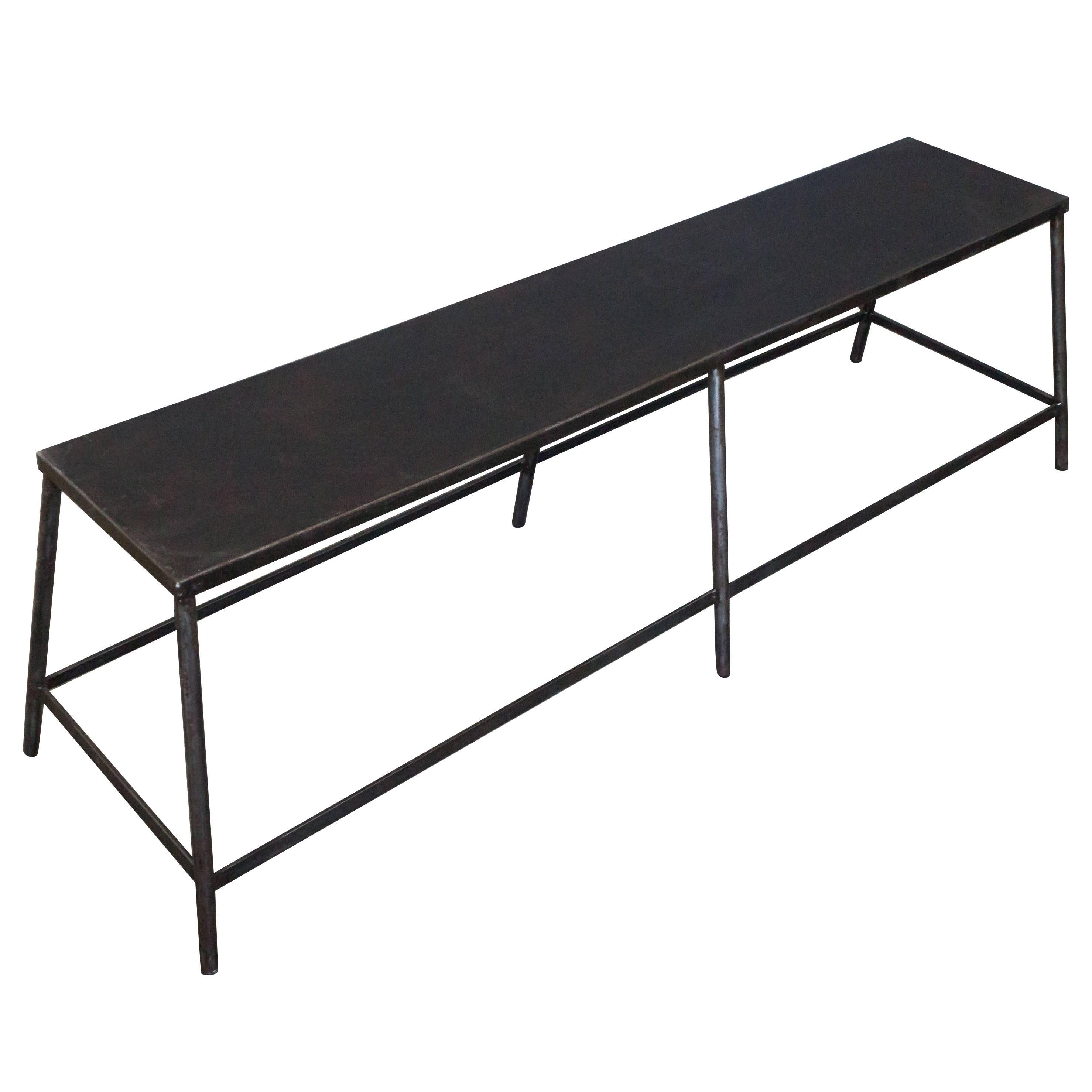 French Industrial Metal Bench at 1stDibs