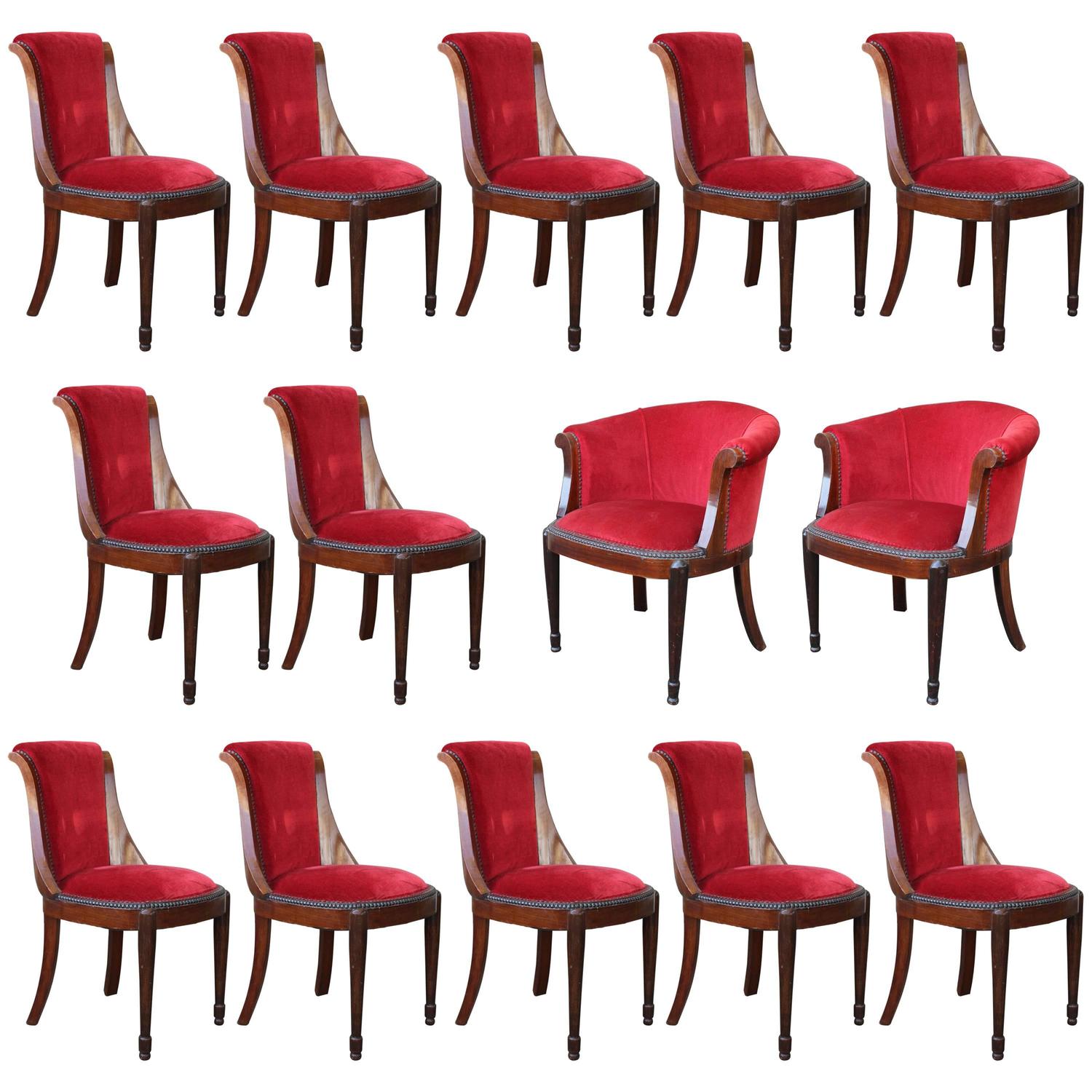 Art Deco Dining Chairs, Set of 14 For Sale at 1stdibs