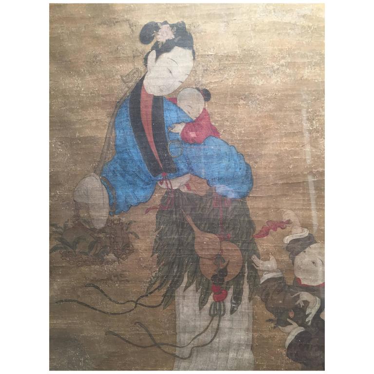 Important Chinese 18thc Painting Immortal "Spirit Brings a Male Child ...