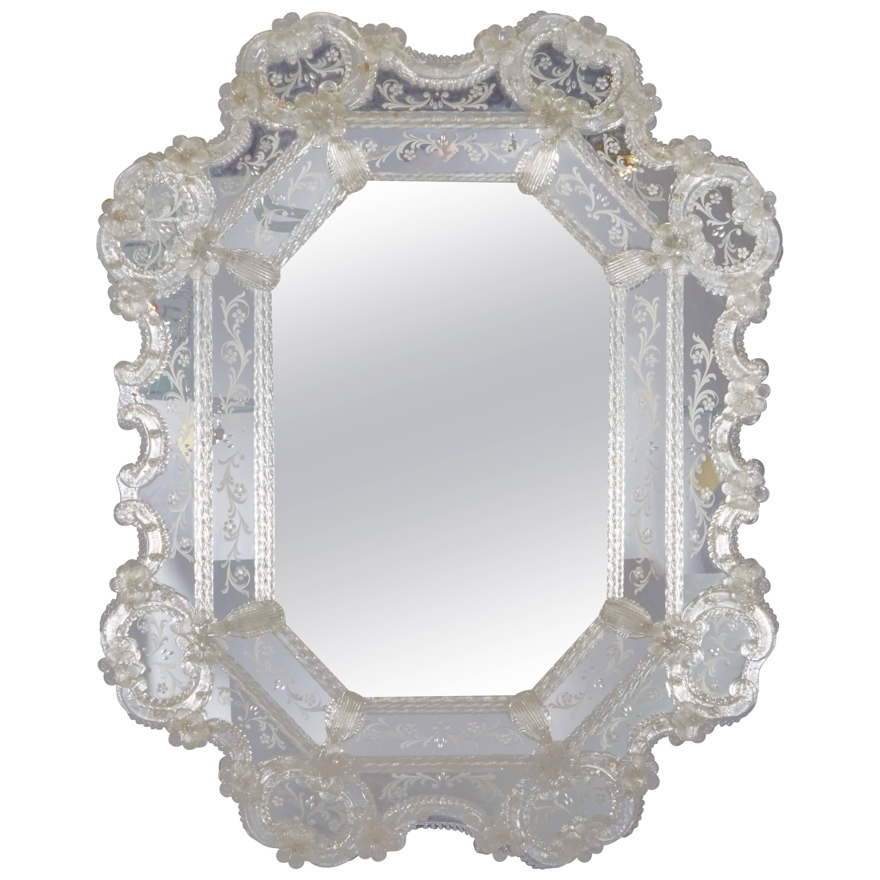 Exquisite Venetian Mirror with Scrolled Frame Design at 1stDibs