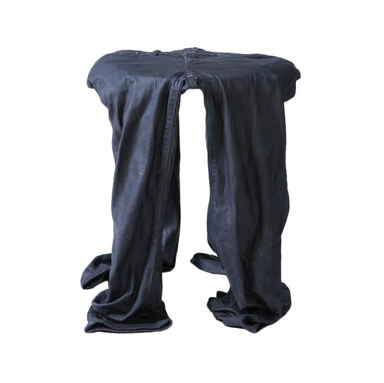 Contemporary Denim Stool, Made from Hardened 'Worn' Blue Jeans For Sale ...