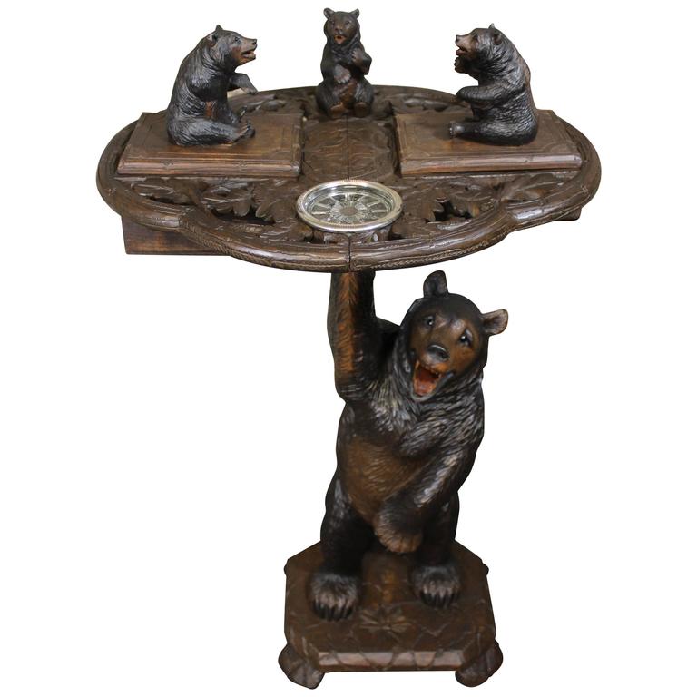 Black Forest Carved Smokers Table or Stand at 1stDibs