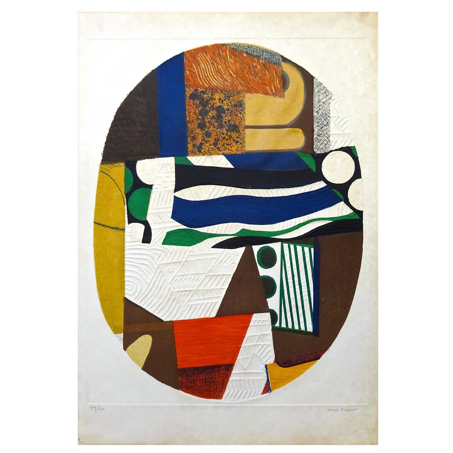 Abstract 1970s French Lithograph, Max Papart For Sale at 1stdibs