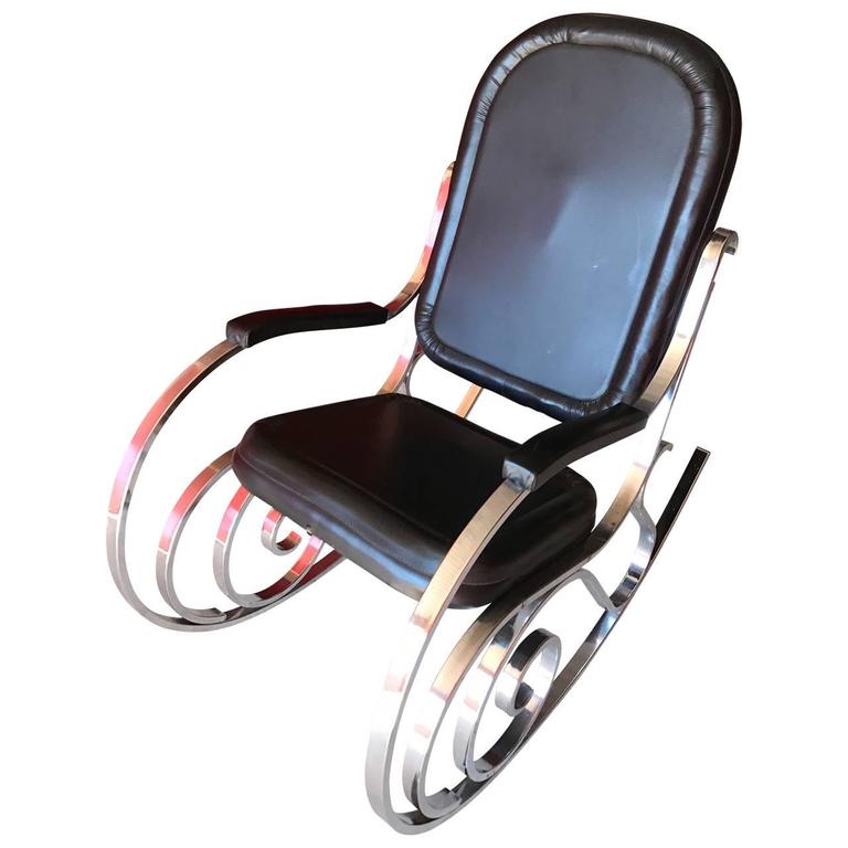 French Mid-Century Modern Chrome Rocker For Sale at 1stDibs