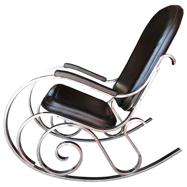 French Mid-Century Modern Chrome Rocker For Sale at 1stDibs