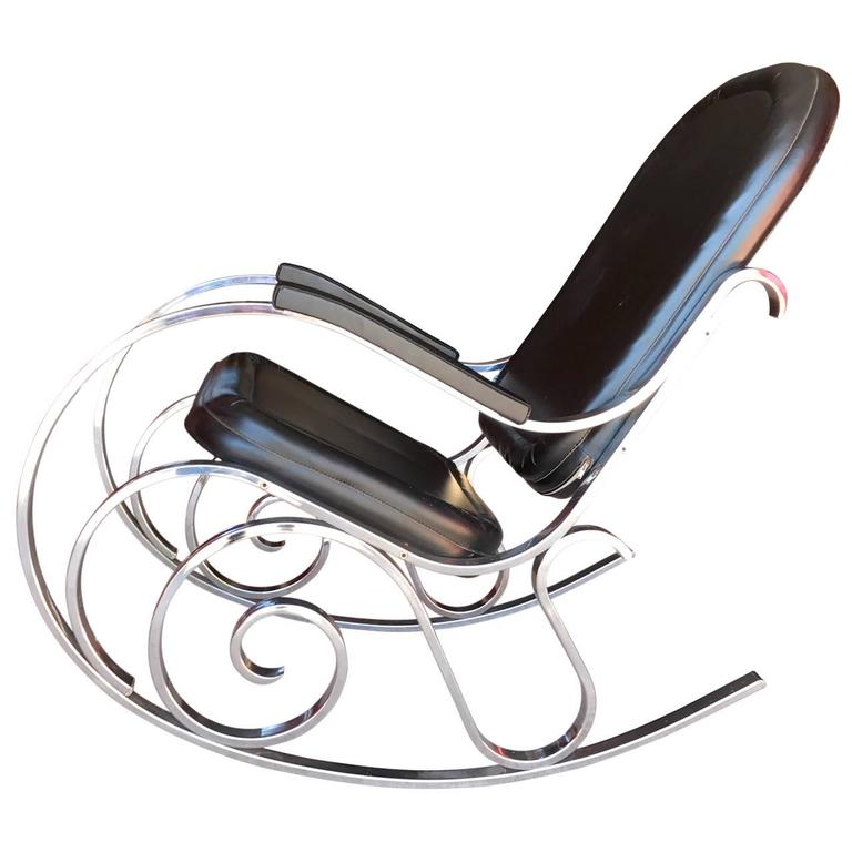 French Mid-Century Modern Chrome Rocker For Sale at 1stDibs