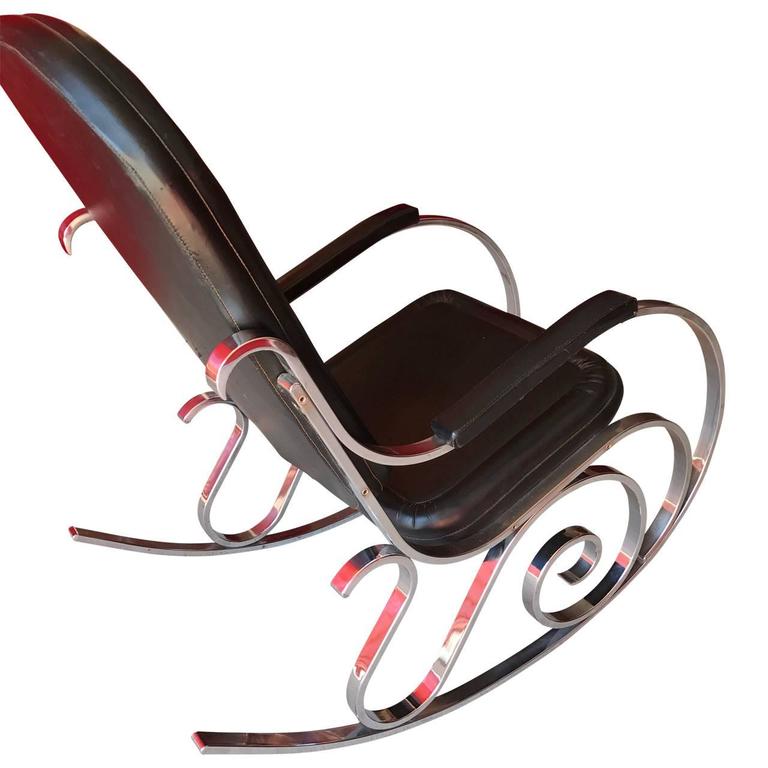 French Mid-Century Modern Chrome Rocker For Sale at 1stDibs