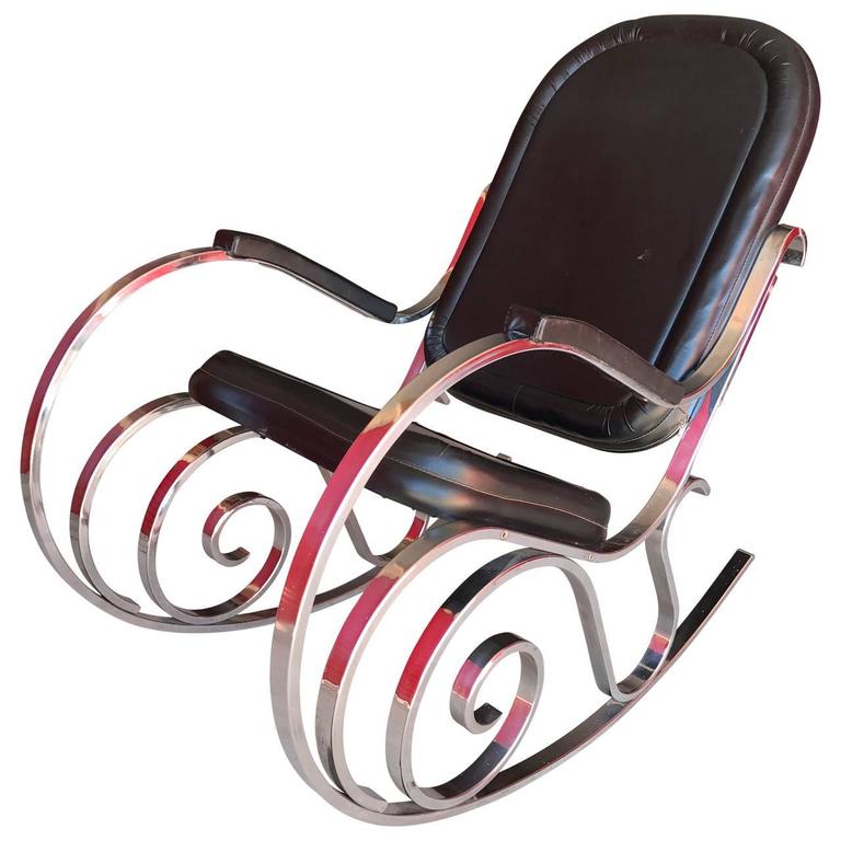 French Mid-Century Modern Chrome Rocker For Sale at 1stDibs