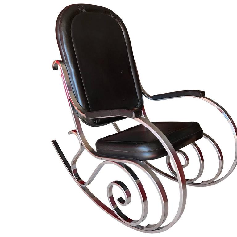French Mid-Century Modern Chrome Rocker For Sale at 1stDibs