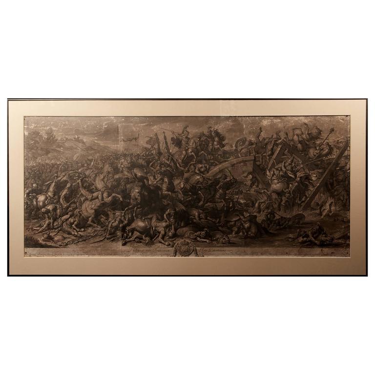 Rare Baroque Engraving 'Battle of the Milvian Bridge,' France, 17th ...