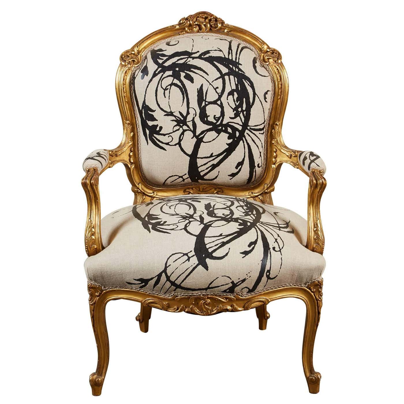 Louis Xv Gilt Wood And Upholstered Arm Chair At 1stdibs Modern Louis
