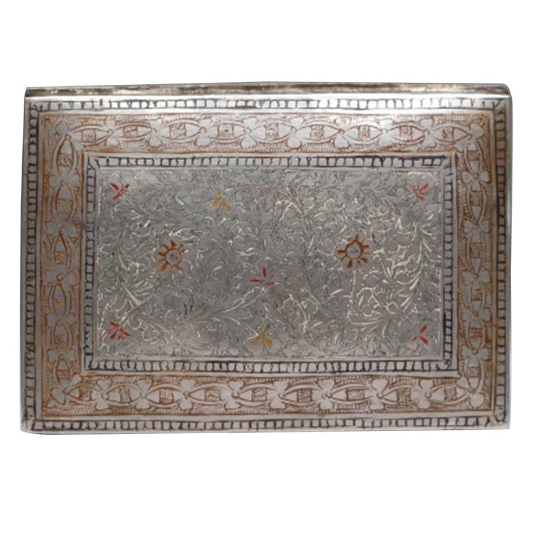Early 20th Century Indian Silver Plated and Enameled Cigarette Box For ...