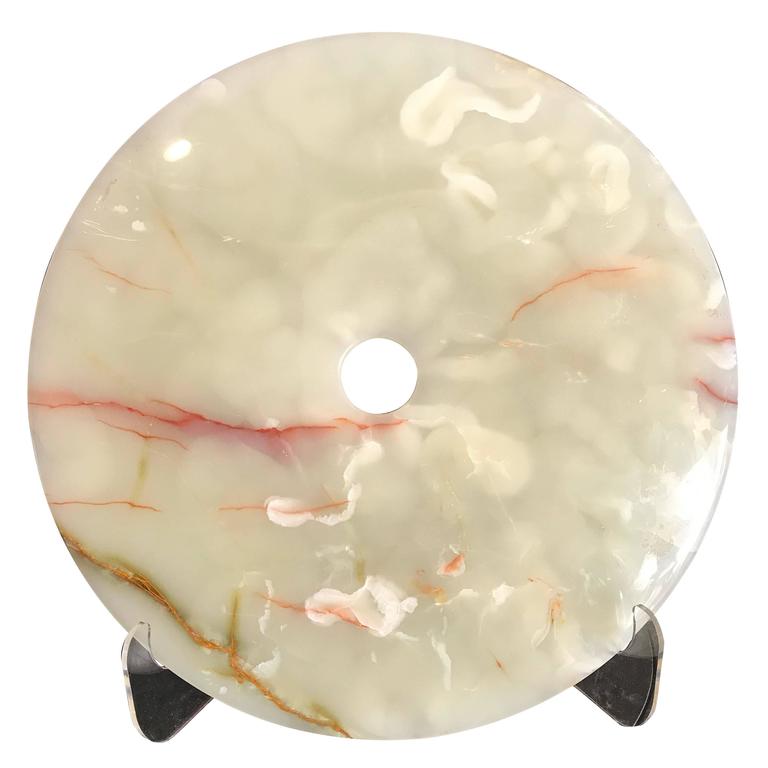 Translucent Beautiful Large 19"d Round Jade Stone Garden Ornament at ...