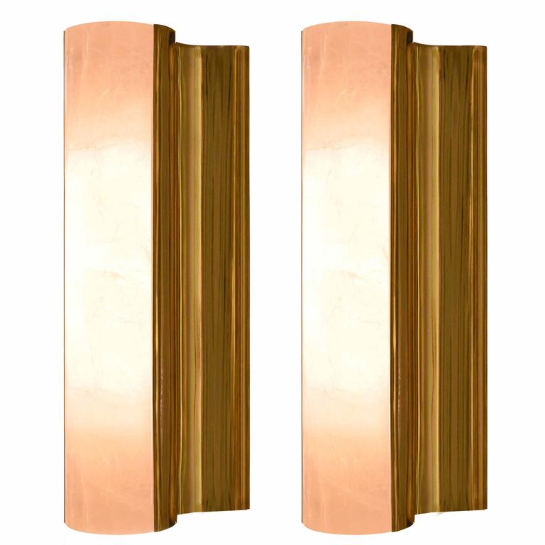 Pair of Diamond Form Rock Crystal Quartz Wall Sconces at 1stdibs